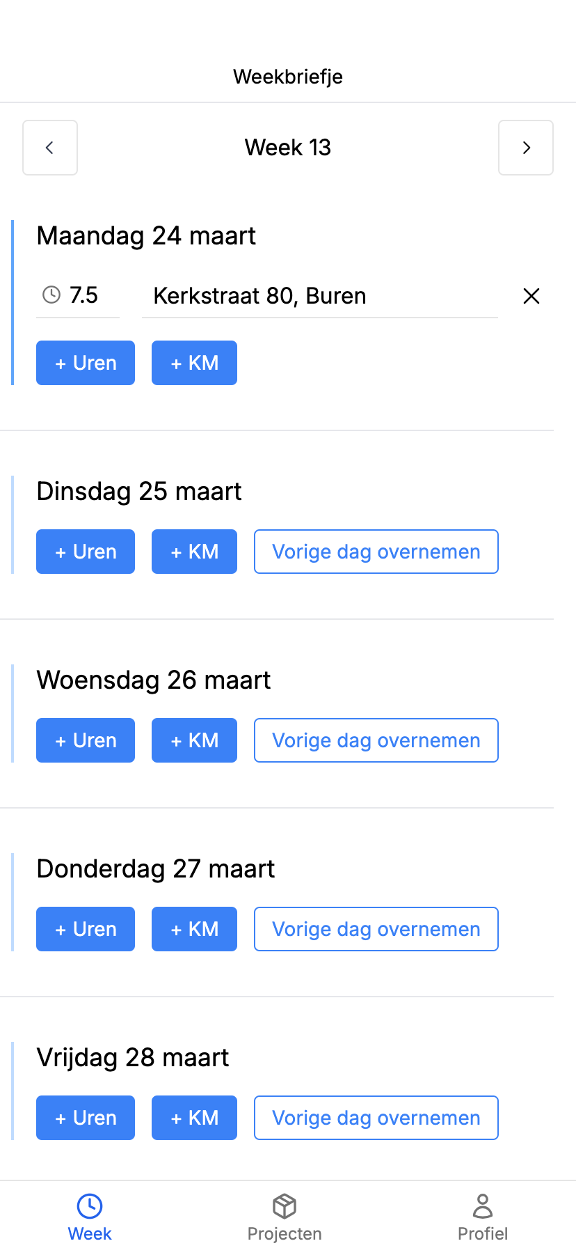 De gebruiksvriendelijke Kilometer Registratie App van Werkbriefje.app ...